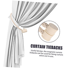 SOLUSTRE Magnetic Tiebacks for Drapes 2 Pack Easy Install No Drilling Needed Cotton Rope Weave Decorative Functional Suitable for Home Office Decor