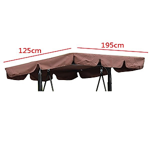 Outdoor Yard Park Swing Chair Canopy Replacement 3 Seater 78x50 Inch Waterproof Windproof Bird Droppings Heavy Duty Rip Proof Top Cover Brown