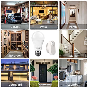 Motion Sensor Light Bulbs, 10W (120W Equivalent) 1200lm Motion Activated Dusk to Dawn Security LED Bulb, 3000K Warm White, A19/E26, Auto On/Off Indoor Outdoor Lighting, for Garage Basement Hallway