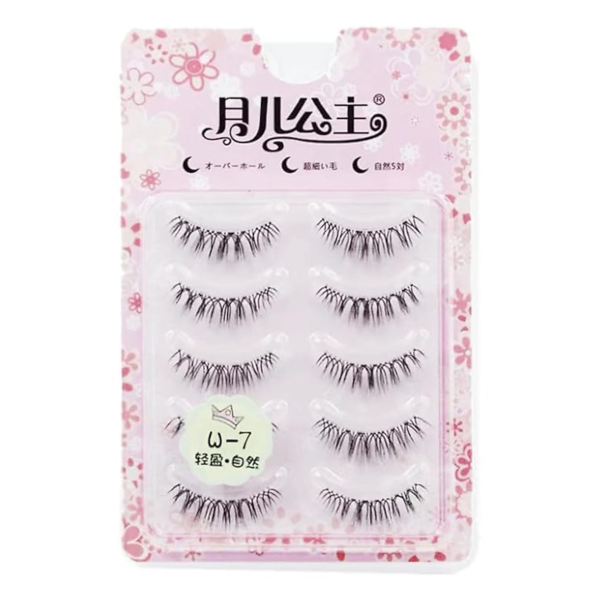 LASGOOS Fake Eyelashes Natural Look False Eye Lashes Daily Strip Cross Clear Band 5-7mm Cross Cute Lashes Invisible band Lash for Wedding Daily Work Eye Makeup 5 Pairs W7
