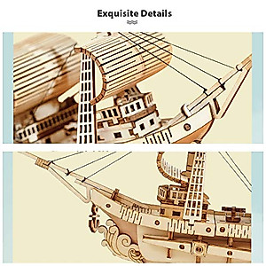 Rolife 3D Wooden Puzzles Model Kit for Adults to Build, Wooden Model Ship Series Sailing Ship Building Model Kit, DIY Crafts Hobbies/Collections/Decorations/Gifts for Friends and Family (Sailing Ship)