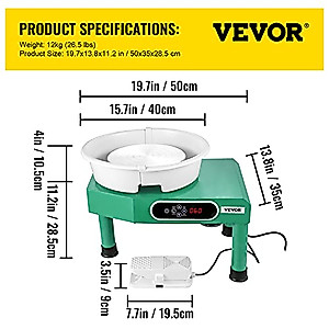 VEVOR Pottery Wheel, Pottery Forming Machine 9.8" LCD Touch Screen, 350W Ceramic Pottery Electric DIY Clay Sculpting Tools, Foot Pedal & Detachable ABS Basin for Adults and Beginners Art Craft