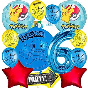 Anagram Pikachu Foil Balloon Bouquet Set | Intended for Pokemon Pokeball Theme | Party Accesory | Multicolor | 6th Birthday (AN-29460,AN-36332)