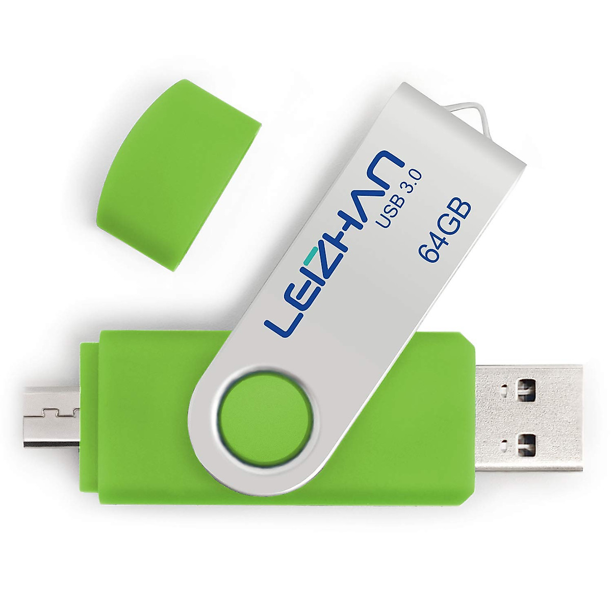 leizhan Thumb Drive 64 gb High Speed USB Flash Drive 3.0 for Samsung Galaxy S7/S6/S5/S4/S3/Note5/4/3/2/A7, Micro-USB 3.0 Memory Stick, Green