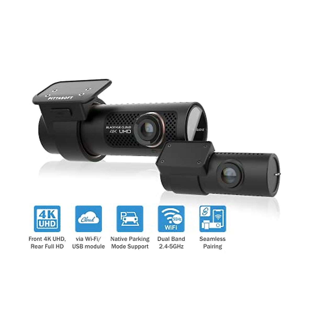 BlackVue DR900X-2CH Plus with 128GB microSD Card | 4K UHD Cloud Dashcam | Built-in Wi-Fi, GPS, Parking Mode Voltage Monitor | LTE and Mobile Hotspot via Optional LTE Module