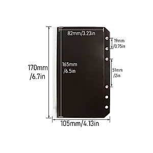 A6 Binder Pockets Black Zipper Pouches Translucent PVC Cash Budget Envelopes 12pcs 6 Hole Document Folders for A6 Binder, Cash Organizer Folder (A6)