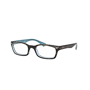 Ray-Ban RX5150 Rectangular Prescription Eyeglass Frames, Havana On Transparent Azure/Demo Lens, 50 mm