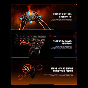 Wireless Gaming Controllers, BIGBIG WON PC Gaming Controller Custom Button, 6-Axis Gyro, Dual Shock, Macro, Turbo, 2.4GHz Dongle Gamepad for Windows 10/Android/iOS/Switch Bluetooth Controller Black