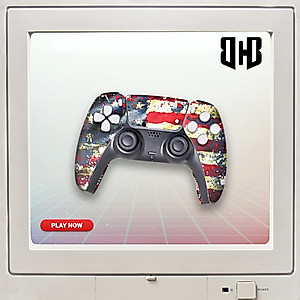 BABY CUDDLE BOX Tattered Flag Custom PS-5 Controller Wireless compatible with Play-Station 5 Console by BCB Controllers | Proudly Customized in USA with Permanent HYDRO-DIP Printing (NOT JUST A SKIN)