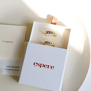 espere Emerald Cut Bezel Set CZ Halfway Eternity Band | 7 Stone Wedding Anniversary Band Bridal Set (4mm) Size 7