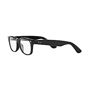 Ray-Ban RX5184 New-Wayfarer Prescription Eyeglass Frames, Shiny Black/Demo Lens, 52 mm