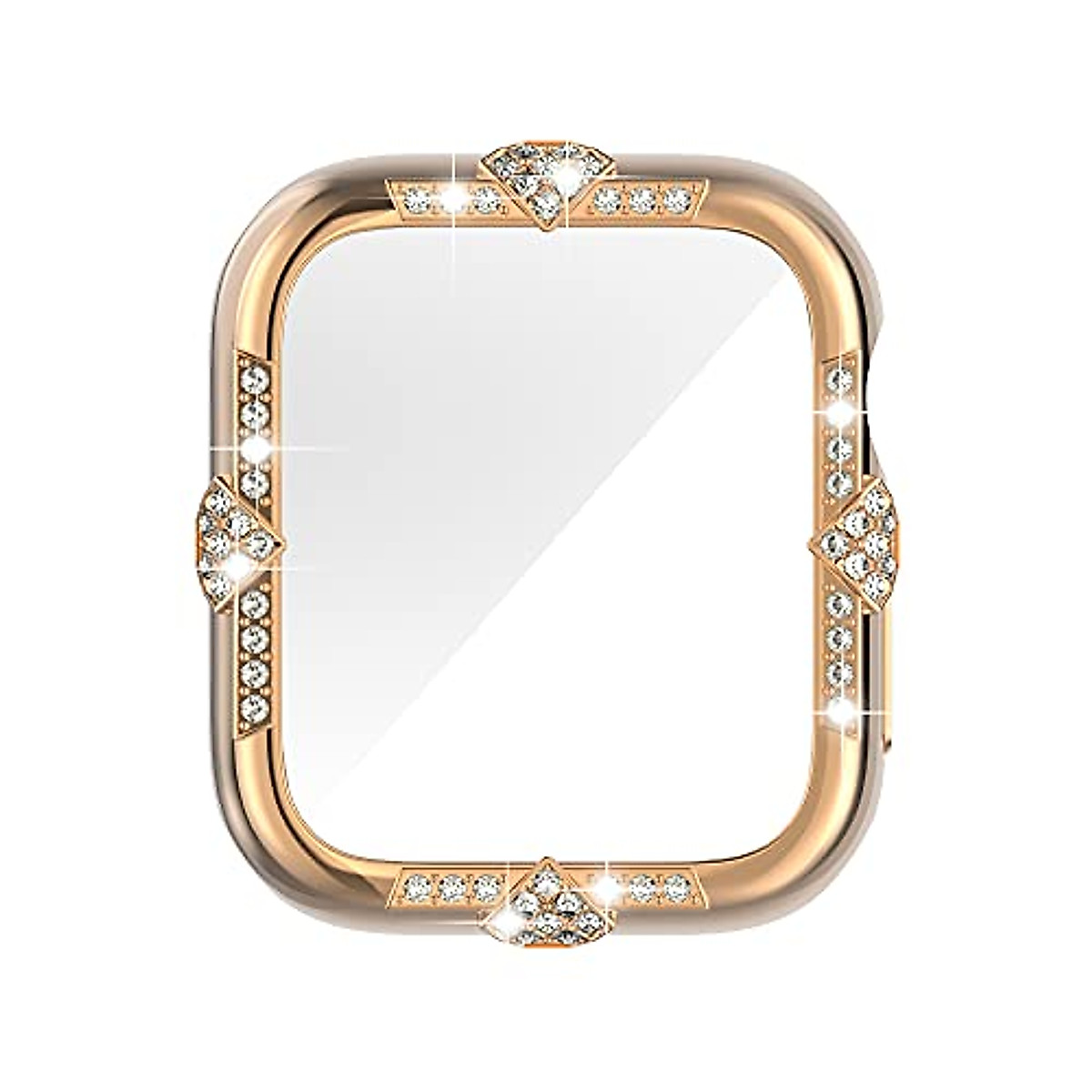 Falandi Hard Case Compatible with Apple Watch Case Series 8 Series 7 41mm Rhinestones with Built-in Glass Screen Protector Diamond iWatch Face Cover Smart Watch Case for Women Girl, 41mm Rose Gold