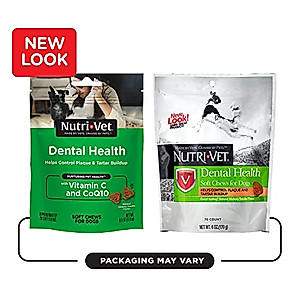 Nutri-Vet Dental Health Soft Chews for Dogs | Helps Control Plaque and Tartar Buildup | Natural Hickory Smoke Flavor | 70 Count