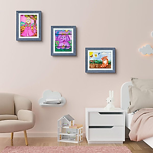 AUEAR, Kids Art Frames 10x12.5, Horizontal and Vertical Display, Front Opening, Wall Display for Artworks, Kids Drawings, Award Certificate, Crafts or Pictures(Navy Blue, 4-Pack)