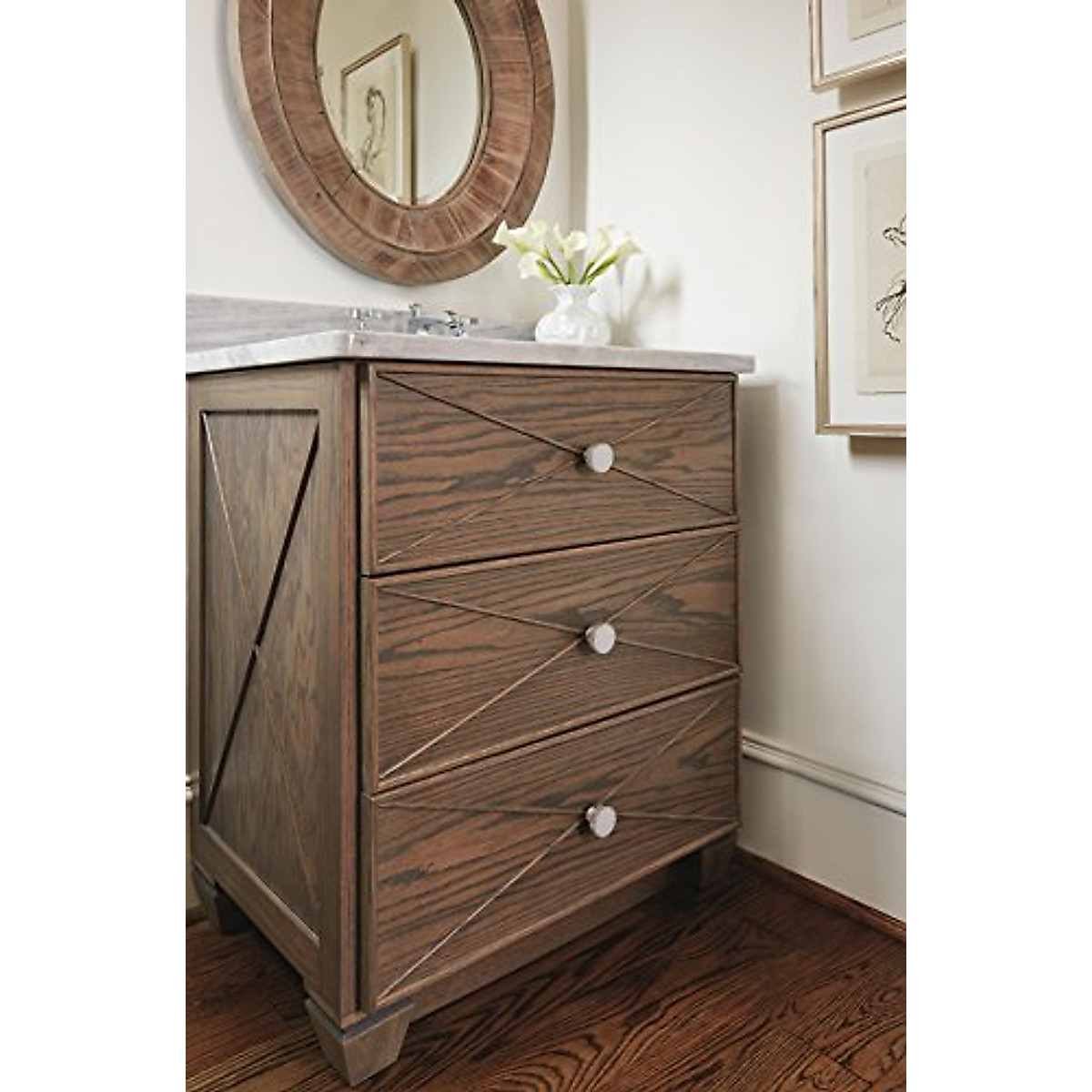 Amerock | Cabinet Knob | Polished Nickel/Frosted | 1-3/8 inch (35 mm) Diameter | Oberon | 1 Pack | Drawer Knob | Cabinet Hardware