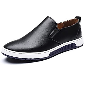 BSROT Men's Casual Oxford Shoes Slip-on Dress Shoes Comfortable Fashion Sneakers Black 8US