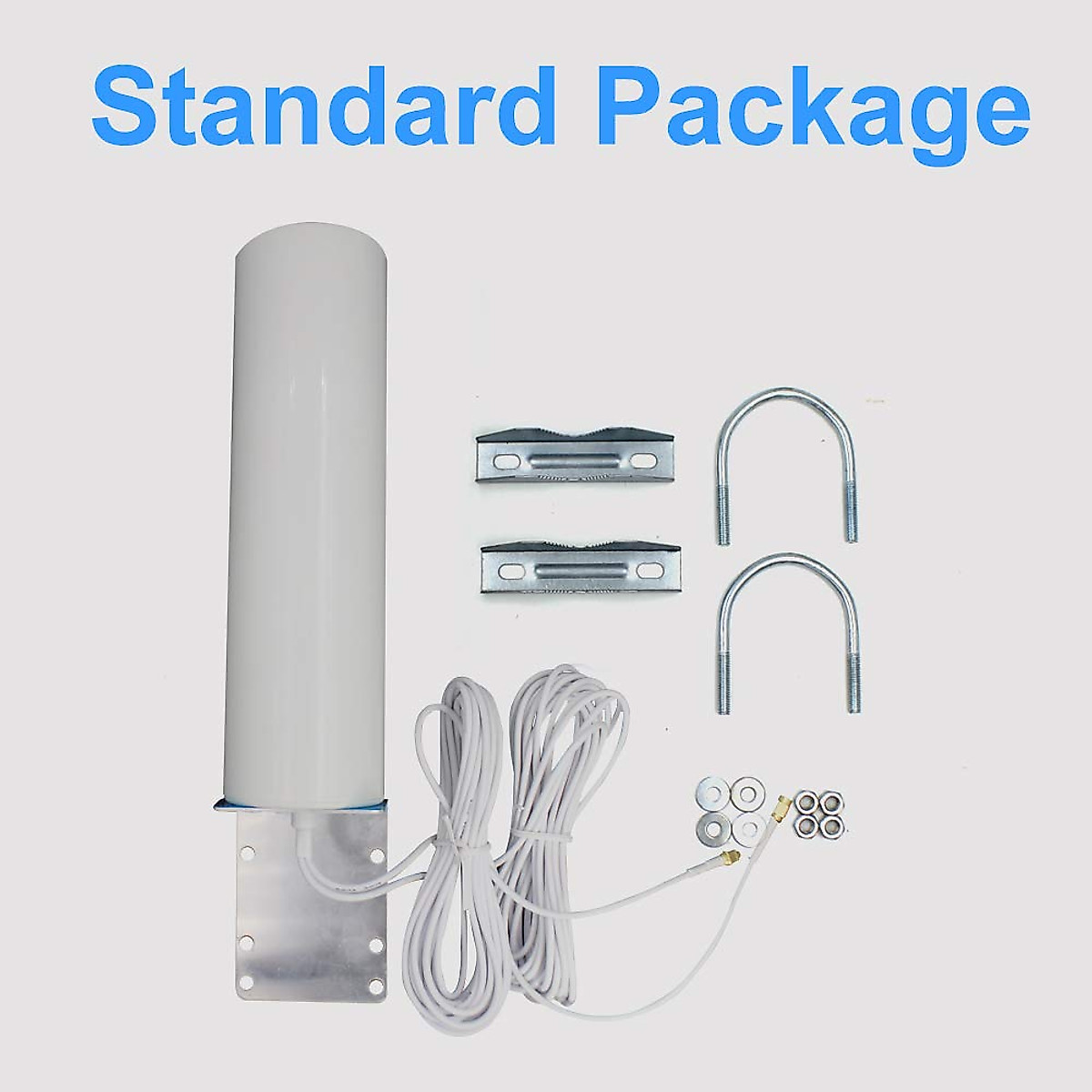 High Gain 10-12dBi Dual SMA Male 698-2700 MHz 3G/4G LTE Omni-Directional Outdoor Pole/Wall Mount Antenna for Mobile Cell Phone Signal Booster Cellular Amplifier 4G LTE Router Modem Gateway