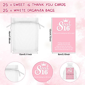 Misdary 25 Sets Sweet 16 Favors for Guests Include 13 Wish Bracelets with Heart Charm 12 Star Charm Adjustable Bracelets with Thank You Cards 16th Birthday Party Favors 16 Years Birthday Supply