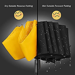 Chakipee Travel Inverted Umbrella Compact Windproof- Automatic reverse Umbrellas for Rain - Folding Portable 48inch Span, 10 Ribs Large Umbrella