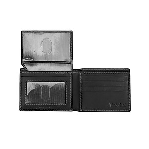 Timberland mens Leather Wallet With Attached Flip Pocket, Black (Cloudy), One Size