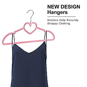 Plastic Hangers, Heavy Duty Clothes Hanger for Adults, Heart Hangers with 360 Degree Swivel Hook for Coat Jackets, Pants, Shirts, T-Shirts, Dresses Clothes Hanger (10 Pack - Pink)