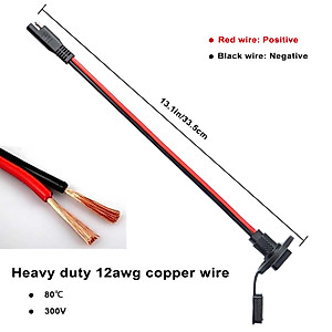 Weatherproof SAE Quick Disconnect 12 AWG SAE Extension Cable Power Socket Sidewall Port for Solar Generator Battery Charger 1 FT #2 Pack