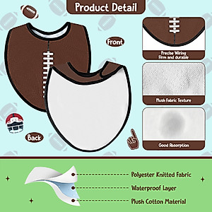 2ooya 6Pcs Football Cotton Waterproof Baby Bib Unisex Baby Sport Bibs with Stocking Hook Loop Closure Newborn Babies Infant Food Bib Keepsake Baby Shower Party for Drooling Feeding Eating Teething