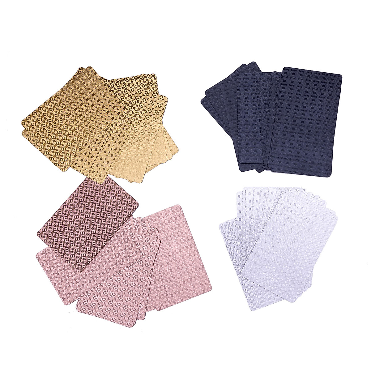 SUCCUNA Playing Cards Waterproof Poker Cards Foil Plastic Playing Card 4 Decks of Cards for Adults Black Gold Pink White