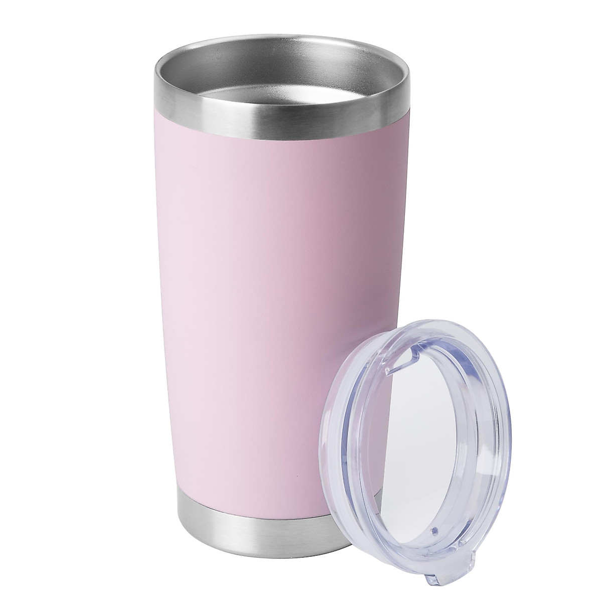 HASLE OUTFITTERS 20oz Stainless Steel Tumblers Bulk, Insulated Travel Cup with Lid, Double Wall Vacuum Coffee Mug for Cold & Hot Drinks 1 Pack, Light Pink