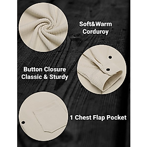 COOFANDY Men's Casual Long Sleeve Button Down Outdoor Corduroy Shirt Fall Light Jackets