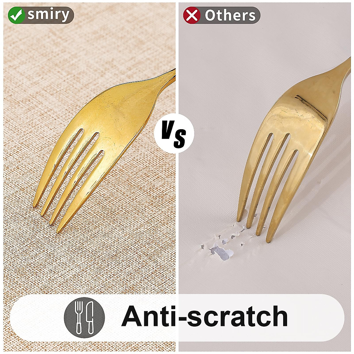 Smiry Round Faux Champagne Table Cloth, Waterproof Burlap Fabric Tablecloth, Washable Decorative Farmhouse Table Covers for Kitchen, Dining, Parties, 60x60, Champagne