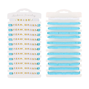 Semato Bachelorette Party Favors Bridesmaid Gifts 1 Pc White “Bride” and 11 Pcs Blue “Team Bride” Clay Bead Bracelet for Bridesmaid Proposal Gifts