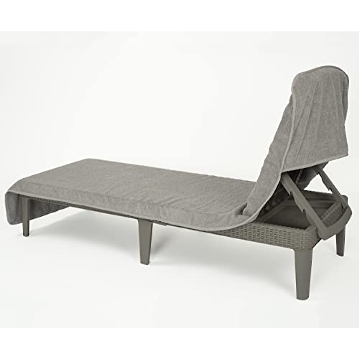 American Soft Linen Chaise Lounge Covers with Pocket, 100% Cotton Pool Chair Lounge Towel, 86"x30" Oversized Beach and Pool Lounge Chair Towel, Gray