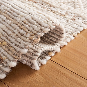 SAFAVIEH Natura Collection Area Rug - 8' x 10', Ivory & Beige, Handmade Moroccan Boho Farmhouse Rustic Tassel Wool, Ideal for High Traffic Areas in Living Room, Bedroom (NAT295A)