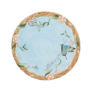 Fitz and Floyd Toulouse Footed Cakeplate Serving Platter, 11-Inch, Multicolor
