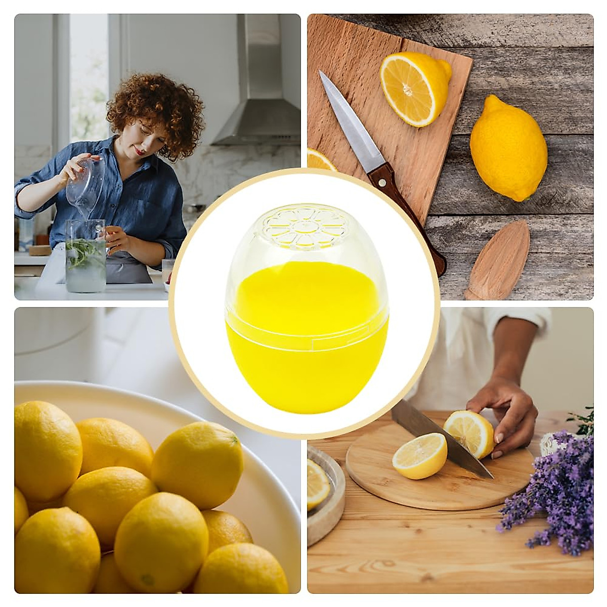 JIANWEI Lemon Keeper Lemon Saver, Lemon Storage Containers Reusable Lemon Holder Organizer, Kitchen Storage Container Safe Transparent Lid(Yellow)