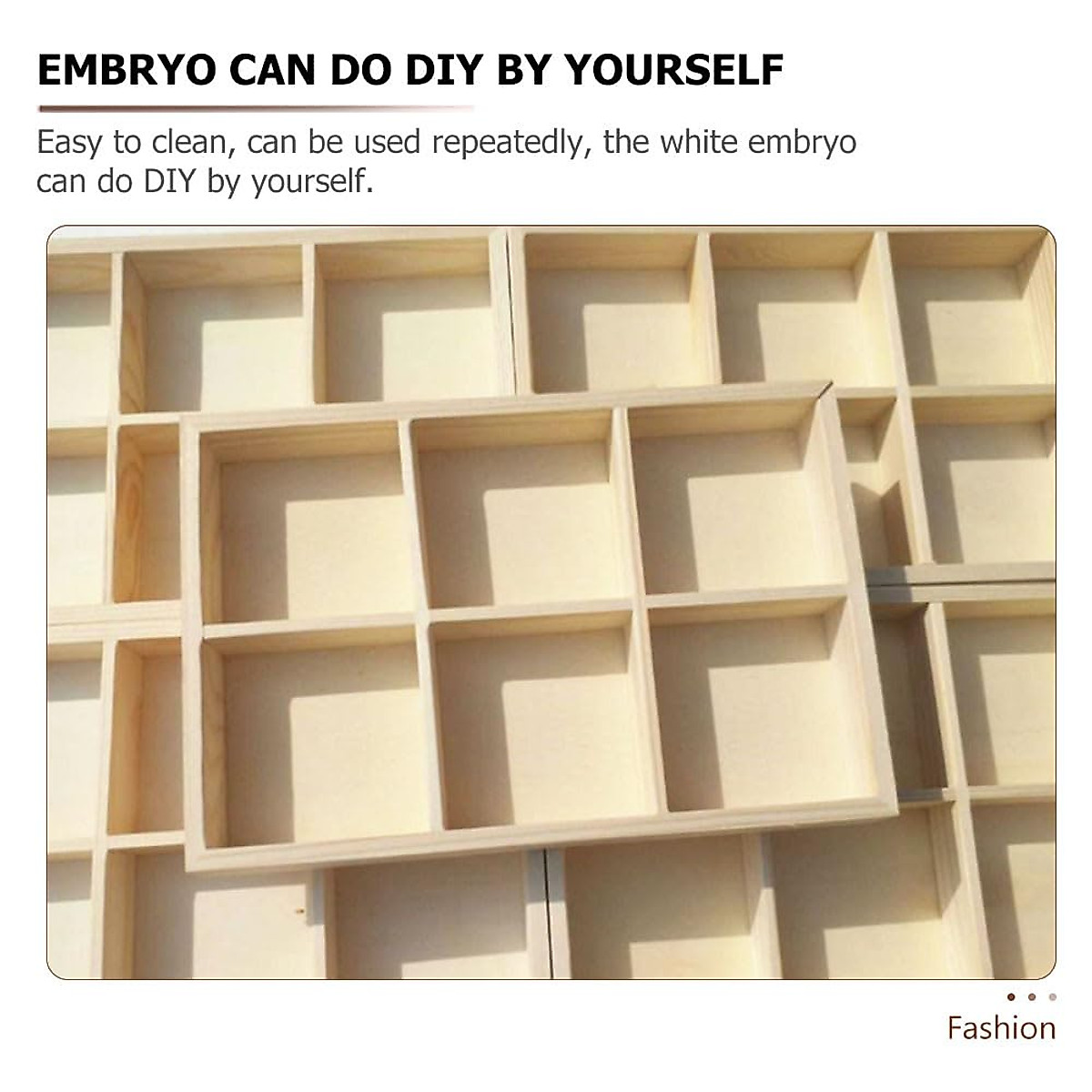 Wakauto 2Pcs Wooden Storage Divider Box Showcase Display Box 6 Grid Wood Organization Tray Desk Display Crafts Holder for Art Supplies Organizer