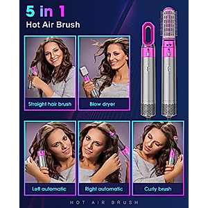 EWSBI Hair Dryer Brush Set，5 in 1 Detachable Blow Dryer Brush with Negative Ion Technology, Suitable for Straightening, Curling, Blow Drying of Hot Air Brush