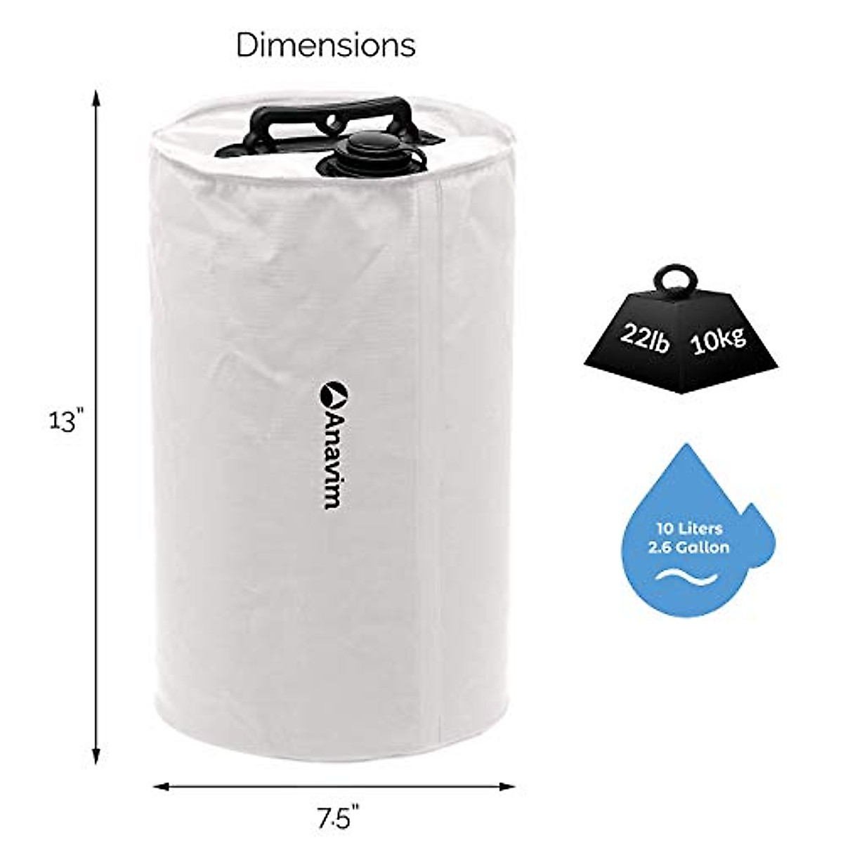 Anavim Canopy Water Weights Bags Great for Canopies, Tripods, Speaker Stands, Tents, Tailgating & More | White, 4 Pack