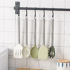 COOK WITH COLOR Silicone Cooking Utensils, Kitchen Utensil Set, Easy to Clean Silicone Kitchen Utensils, Cooking Utensils for Nonstick Cookware, Kitchen Gadgets Set, 5 Pieces, Green