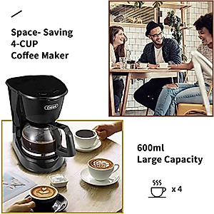 Gevi 4 Cups Small Coffee Maker, Compact Coffee Machine with Reusable Filter, Warming Plate and Coffee Pot for Home and Office