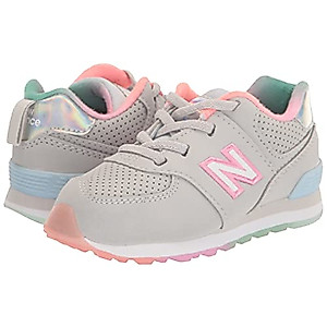 New Balance Kid's 574 V1 Bungee Sneaker, Summer Fog/Lemon Haze/Uv Glo, 9 Toddler