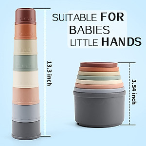 OWNONE 1 Stacking Cups for Toddlers 8 Pcs, Baby Stacking Toy for 6 Months and Up, Nesting Cups for Boys & Girls 1 2 3 Years Old
