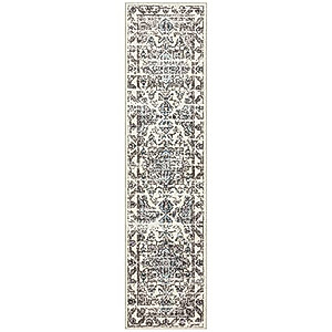 Maples Rugs Distressed Tapestry Vintage Non Slip Runner Rug For Hallway Entry Way Floor Carpet [Made in USA], 2'6 x 10, Neutral