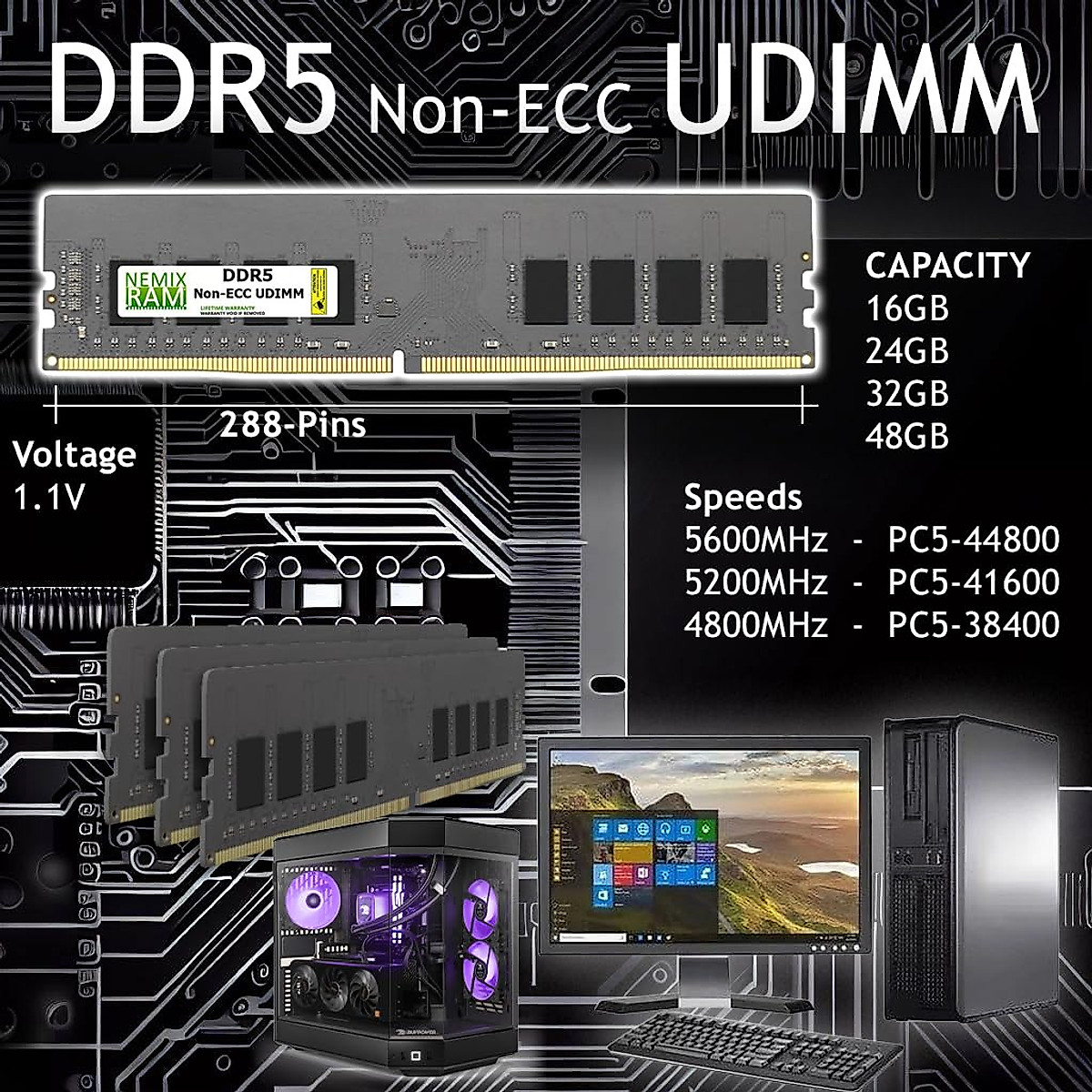 NEMIX RAM DDR5 4800MHZ PC5-38400 16GB 1Rx8 UDIMM Dell SNPK7G24C/16G AB883074 Memory Alienware Aurora R13 R15 Optiplex 7000 7010 XE4 Precision Workstation 3660 3660XE XPS 8950 Compatible