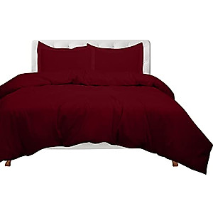 ROYALE LINENS Burgundy Duvet Cover Queen Size - Queen Duvet Cover Set - 3 Piece Double Brushed Queen Duvet Covers with Zipper Closure, 1 Duvet Cover 90x90 inches and 2 Pillow Shams (Queen, Burgundy)