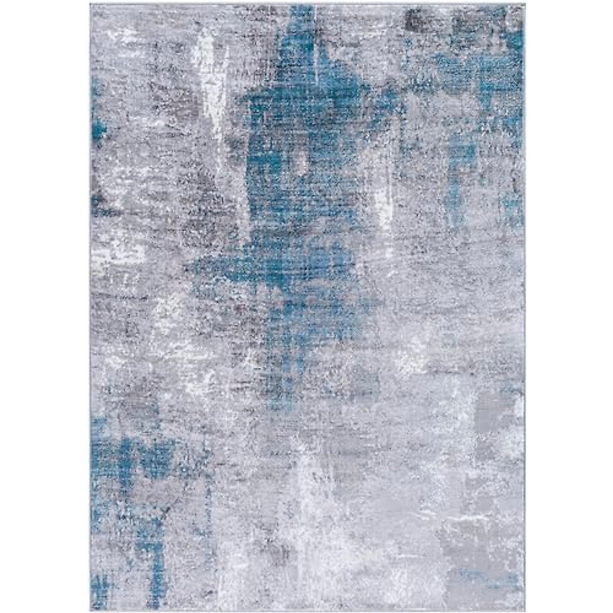 Livabliss Houda Modern Abstract Area Rug, 2' x 3', Teal/Silver