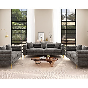 AMERLIFE Loveseat Sofa, 2 Seater Couch- Deep Seat Sofa Couch, Comfy Sofa for Living Room- Grey Couch