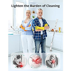 Electric Spin Scrubber, Voweek Cordless Cleaning Brush with Adjustable Extension Arm 4 Replaceable Cleaning Heads, Power Shower Scrubber for Bathroom, Tub, Tile, Floor