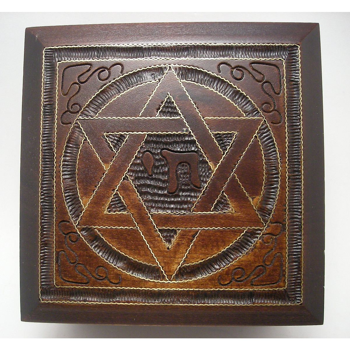Star of David Wood Keepsake Box Judaica Handmade Box with Lock and key